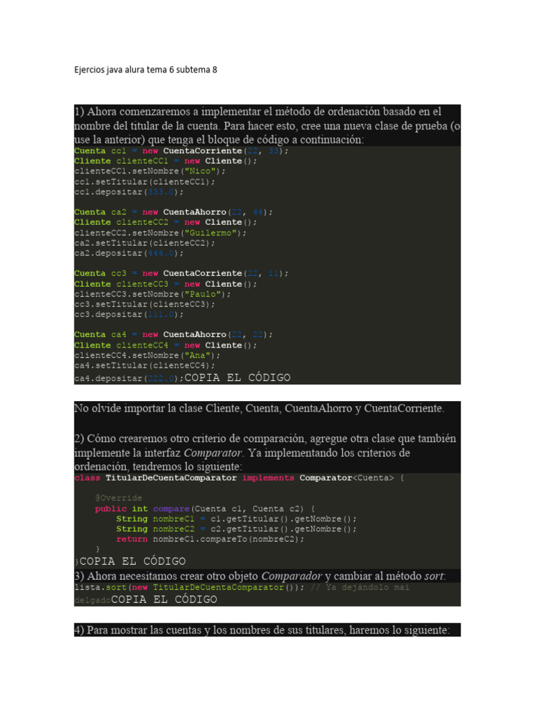 Ordenación y Comparación en Java | PDF | Programación de computadoras ...