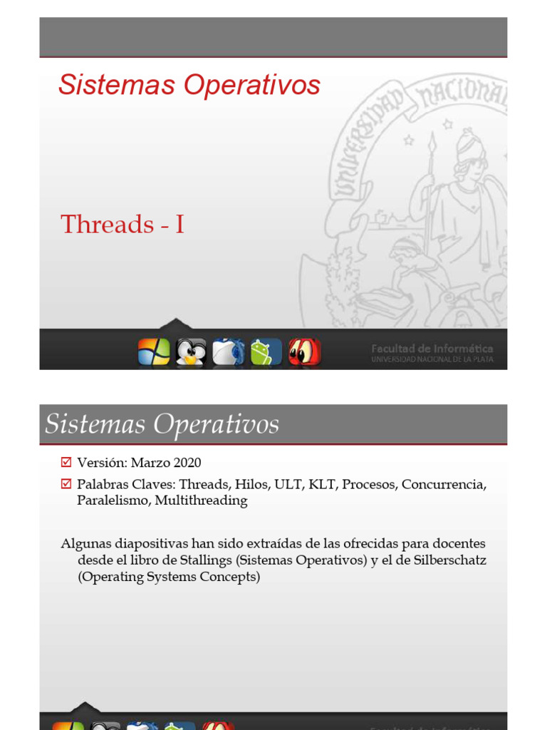 Tema 1 - Threads - Transparencia 1 | PDF | Hilo (Computación) | Unidad Central de procesamiento
