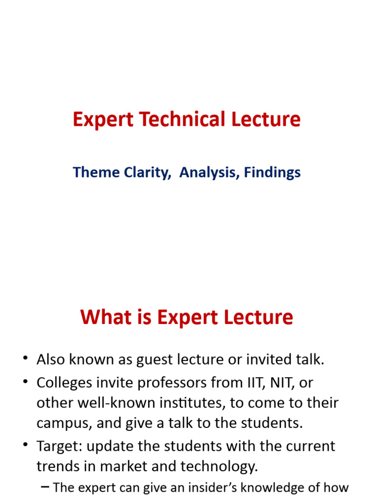 Expert Technical Lecture | PDF