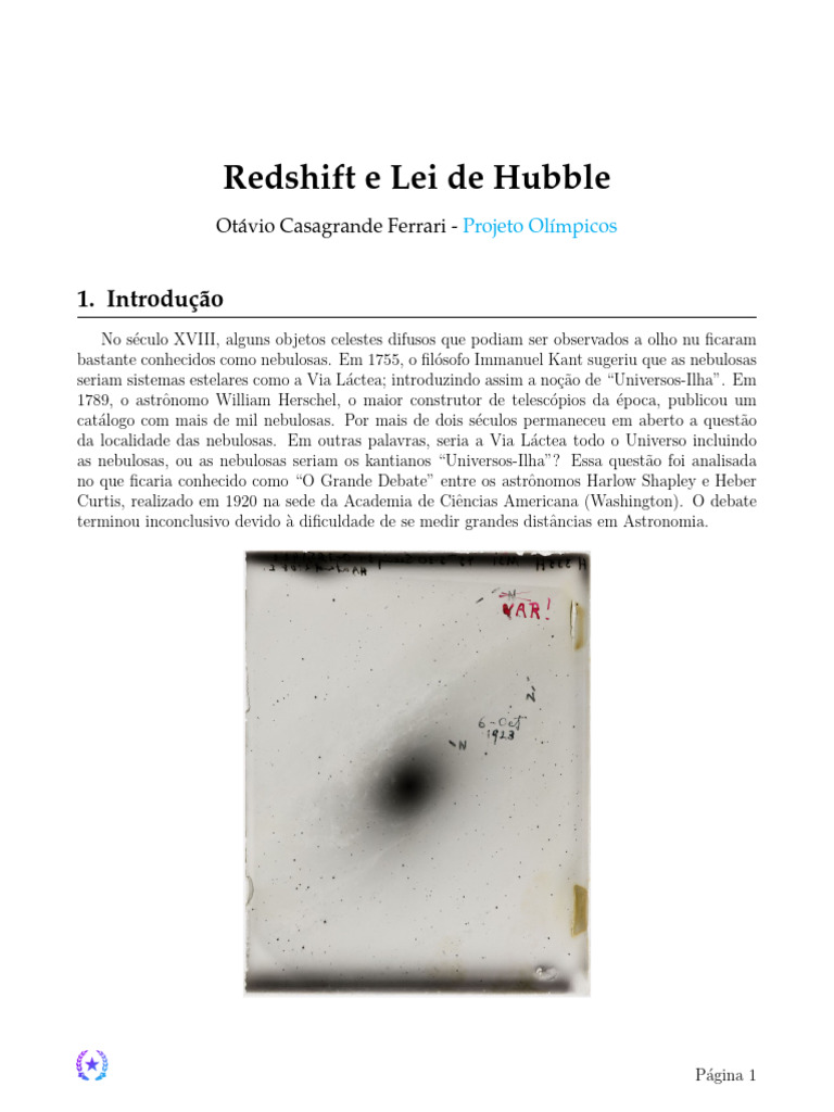 Redshift e Lei de Hubble | PDF | Teoria da Relatividade | Efeito Doppler