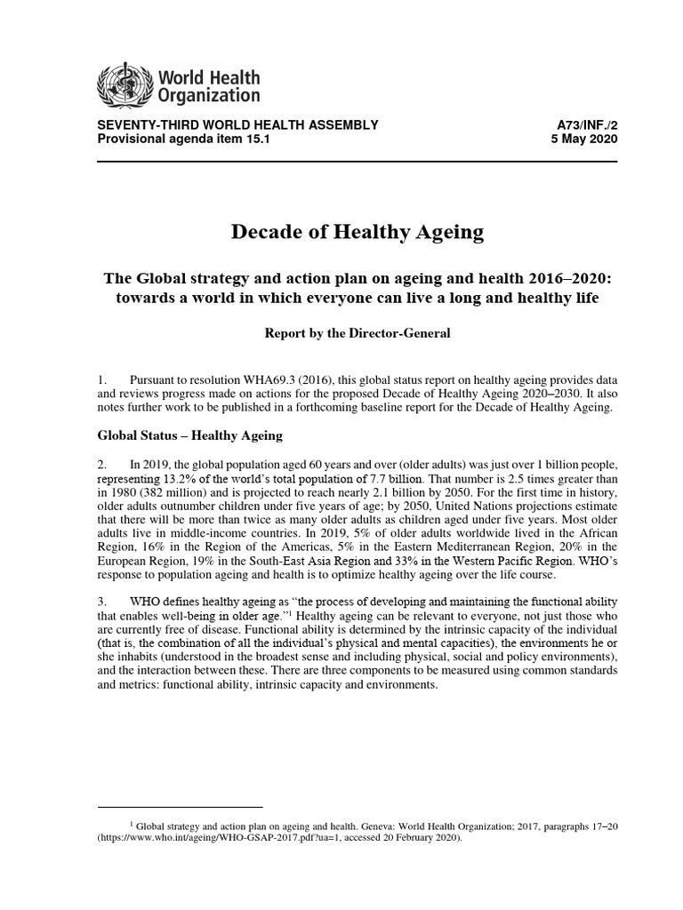 A73 INF2-en | Download Free PDF | World Health Organization | Ageing