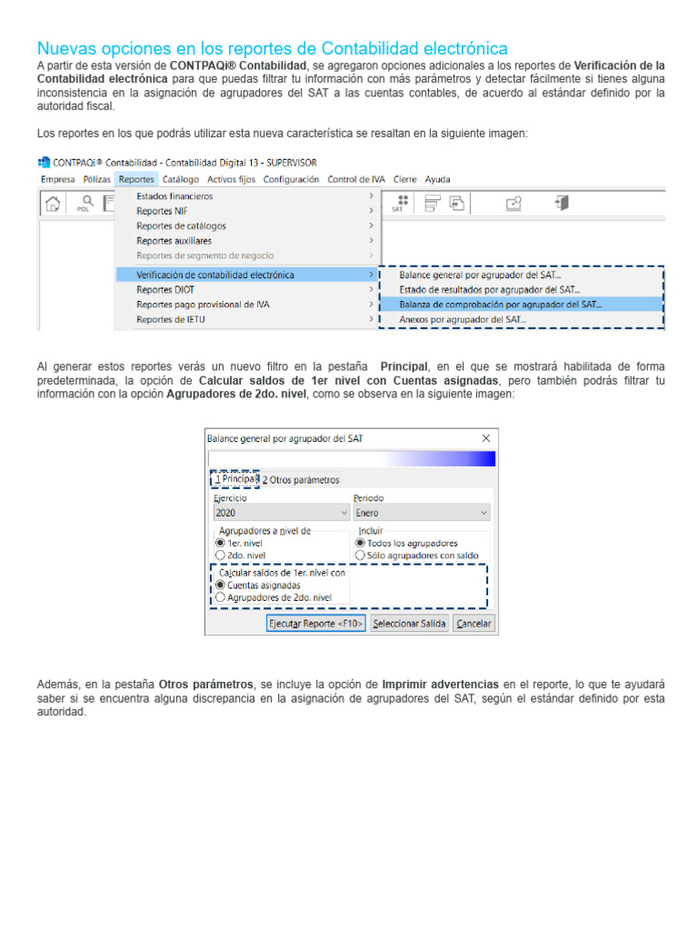 Nuevas Opciones en Los Reportes de Contabilidad Electrónica Cuentas ...