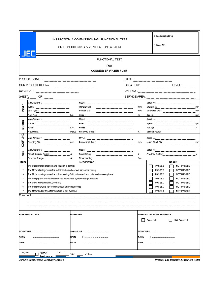 Pump Functional Test Report | PDF | Pump | Electric Motor