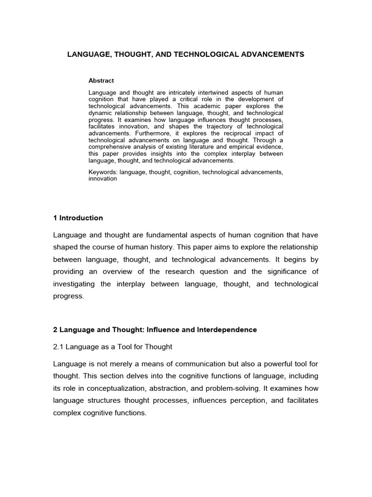 Language, Thought, and Technological Advancements | PDF | Innovation | Thought
