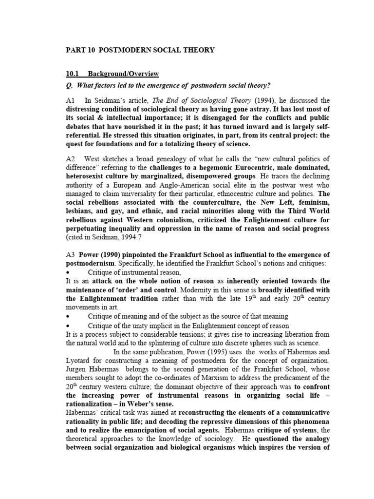 L7 Postmodern Social Theory | PDF | Postmodernism | Deconstruction