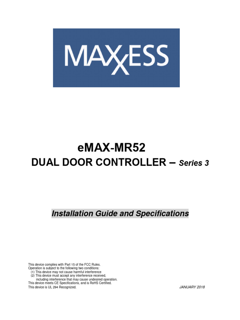 eMAX-MR52 Dual Door Controller Guide | PDF | Switch | Relay