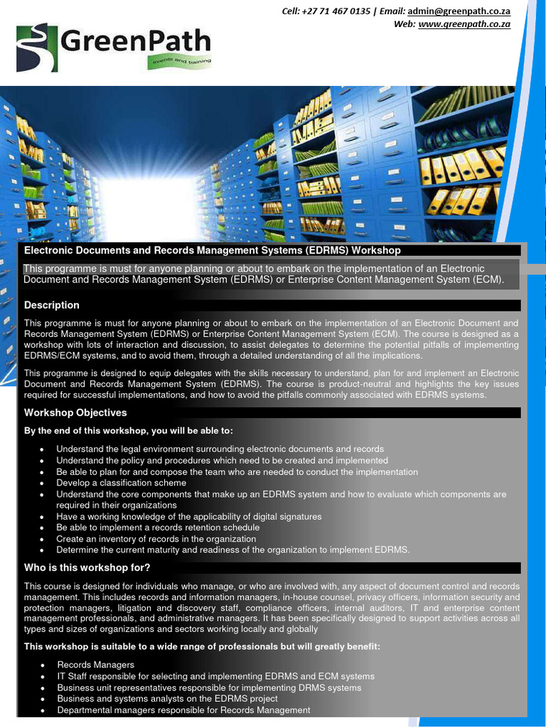 EDRMS Implementation Workshop | PDF | Records Management | Change ...