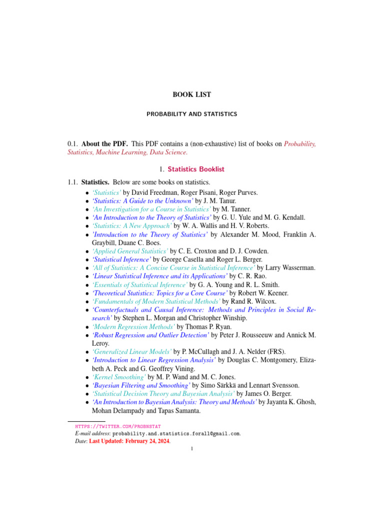 Prob-Stat-ML BookList | PDF | Statistics | Machine Learning