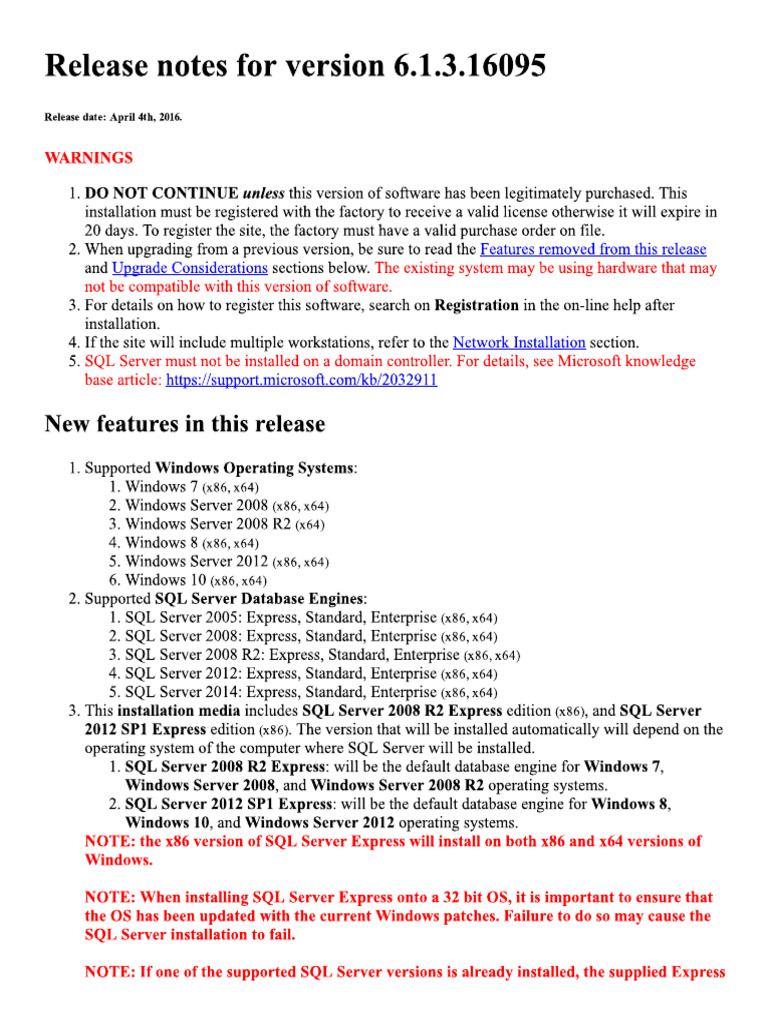 Release Notes 61316095 | PDF