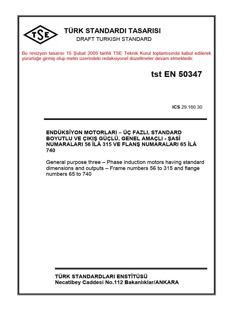 TS EN 50347 (Şubat 2005) | PDF