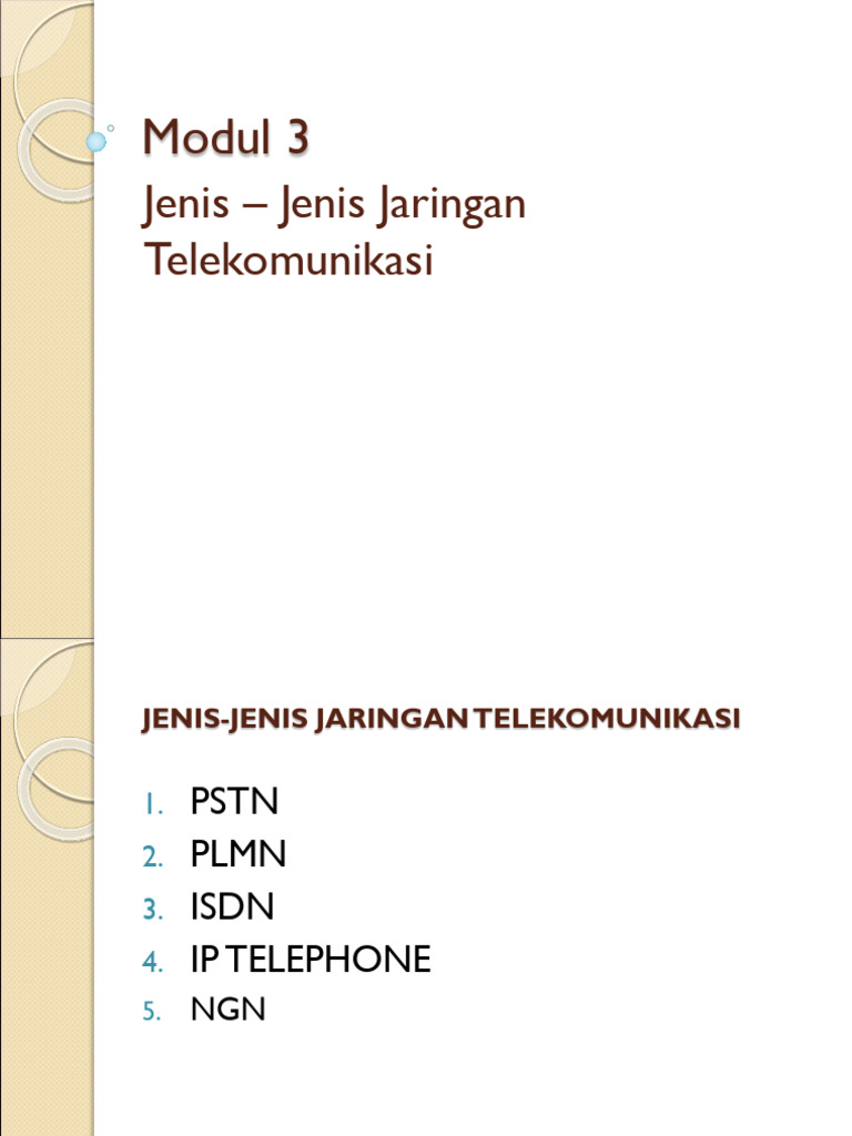 Modul 3 Jenis - Jenis Jaringan Telekomunikasi | PDF