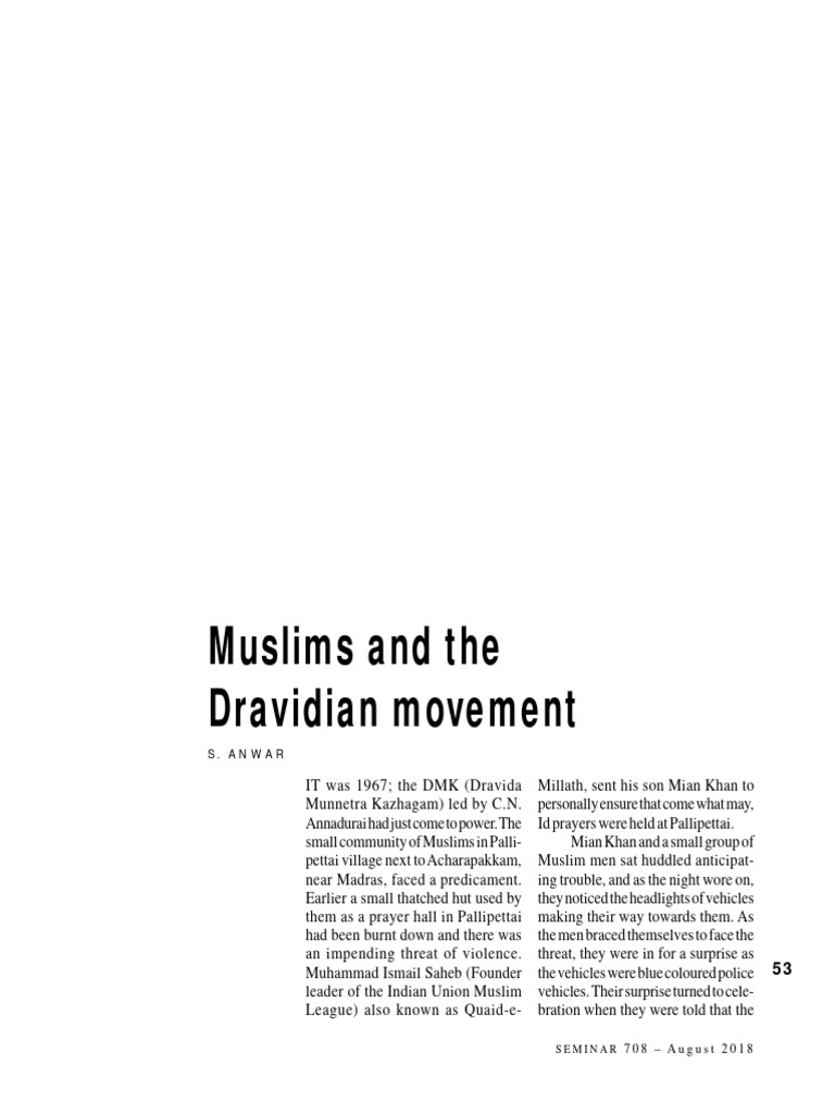 Dravidian Movement | PDF | Tamil Nadu | Politics Of India