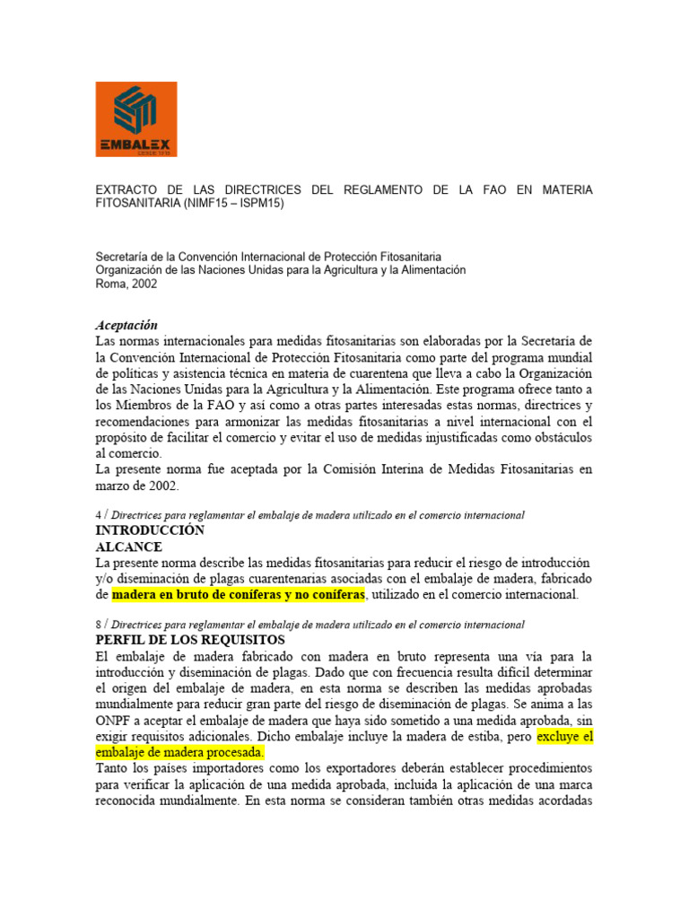Nimf15 - Extracto de Las Directrices Del Reglamento de La Fao en ...