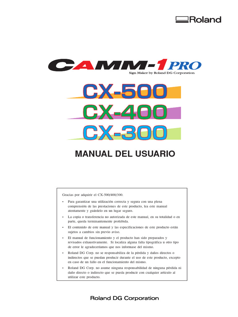Manual Plotter Marcas Roland CX-500 USE SP | PDF