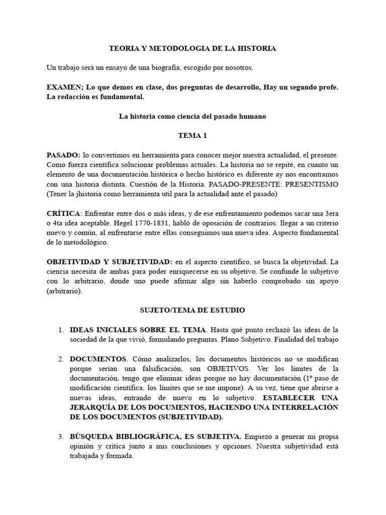 Teoria y Metodologia de La Historia - Laura Marcano | PDF | Conocimiento | Verdad