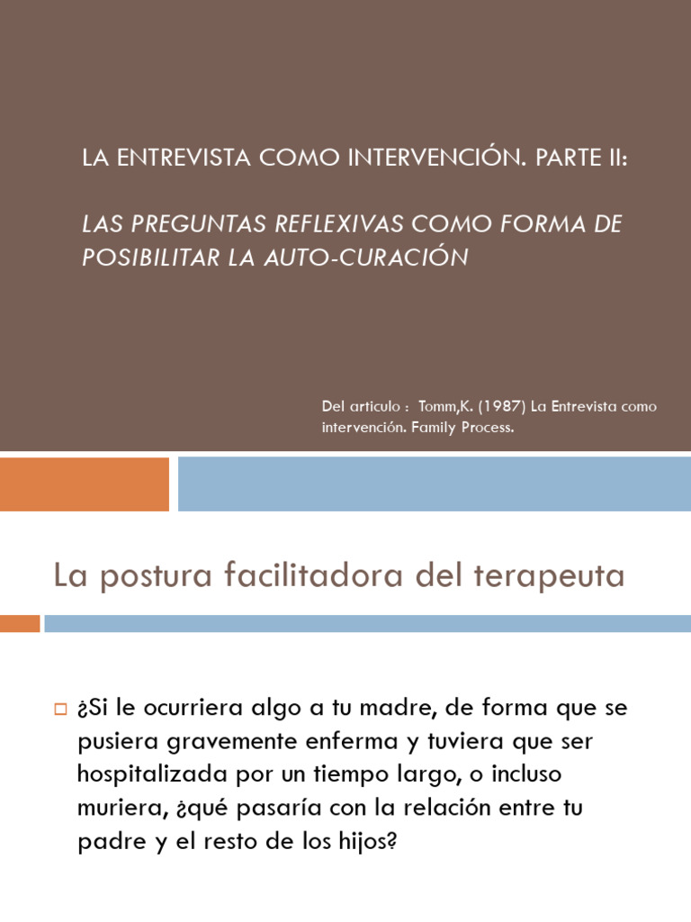 KARL TOMM La Entrevista Como Intervención - Parte II.v.20 | PDF