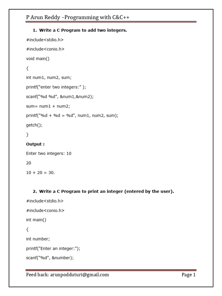 Programming C And C Record Pdf Division Mathematics Computer Programming