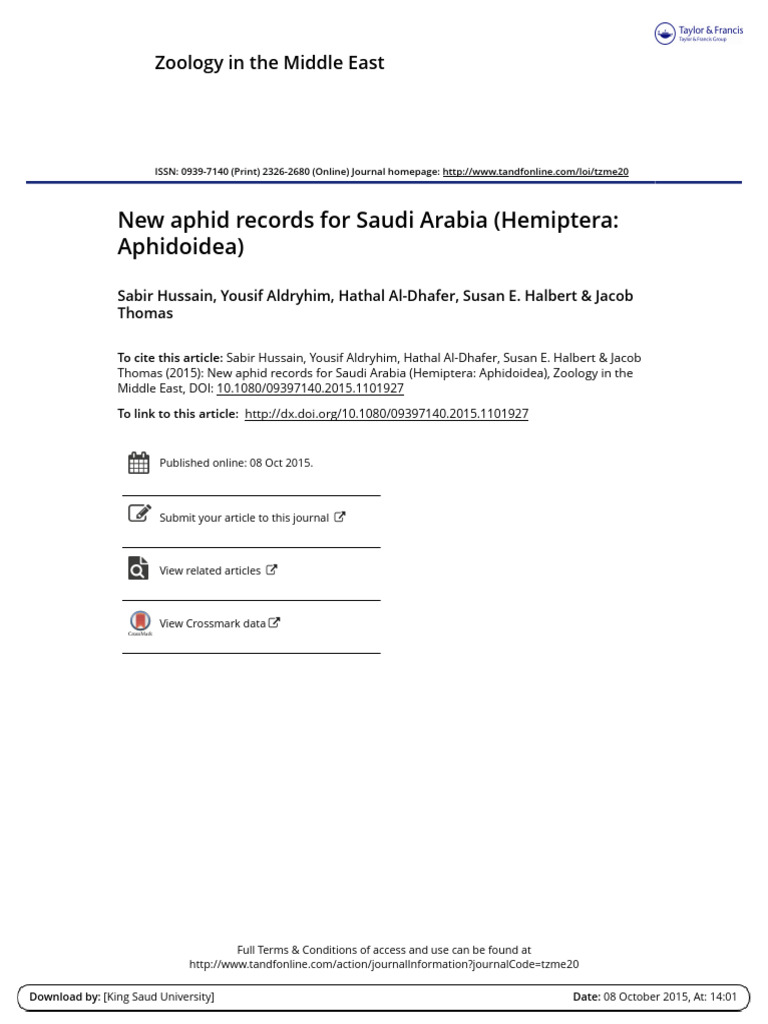 Hussain Et Al. 2015 | PDF | Saudi Arabia | Insects