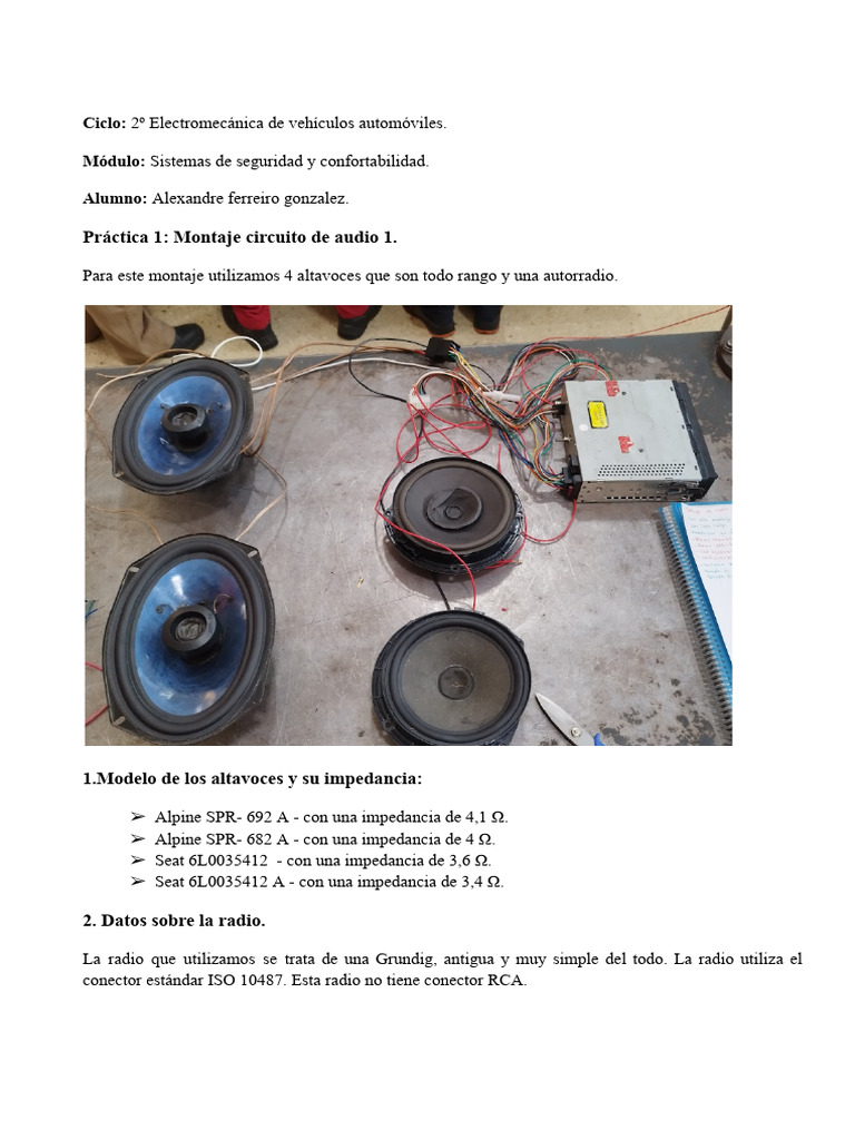Alexandre - Práctica 1 - Montaje Circuito de Audio 1 | PDF