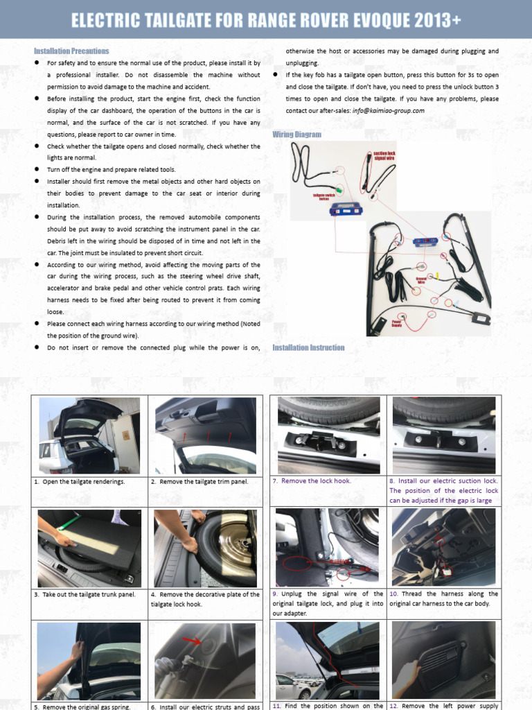 Electric Tailgate For Range Rover Evoque 2013 | PDF | Trunk (Car) | Switch