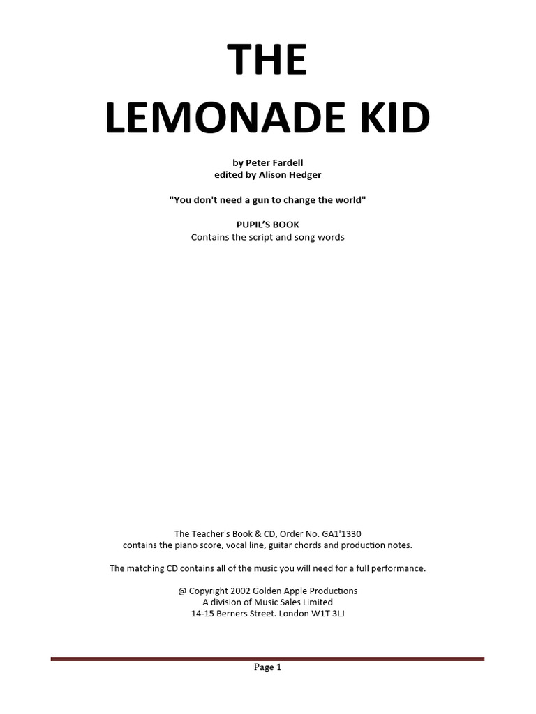 Script Adapted 63 Parts and Female Lemonade Kid | PDF