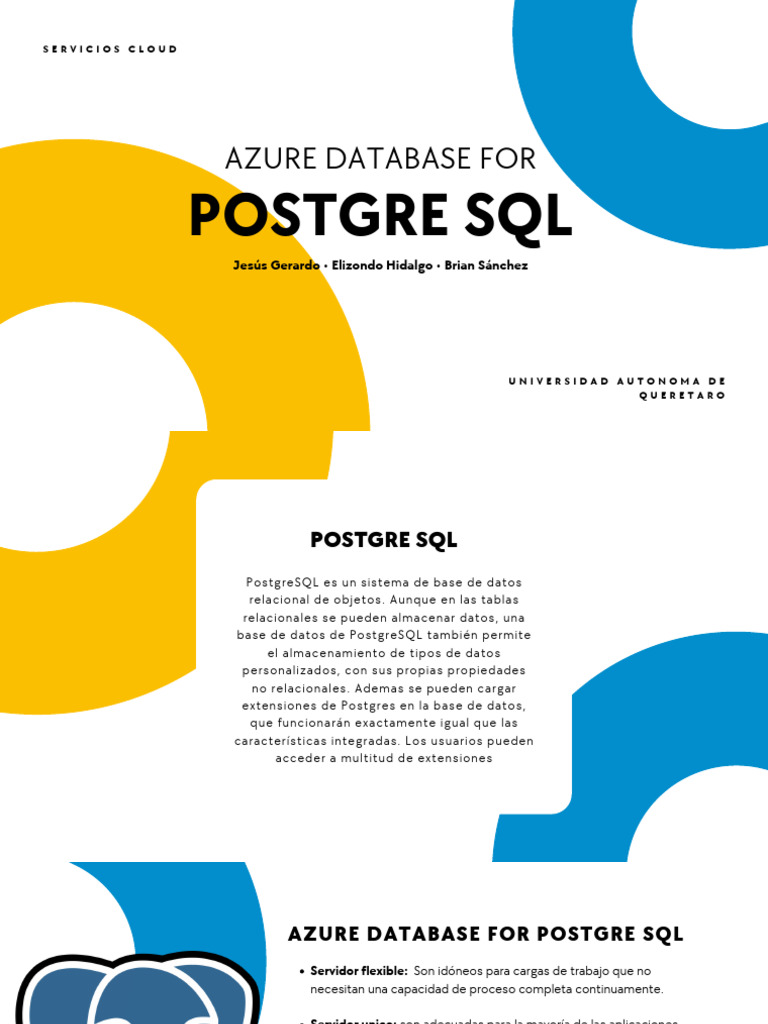 Presentación Base de Datos - PostgreSQL | PDF | Microsoft Azure | Computación en la nube