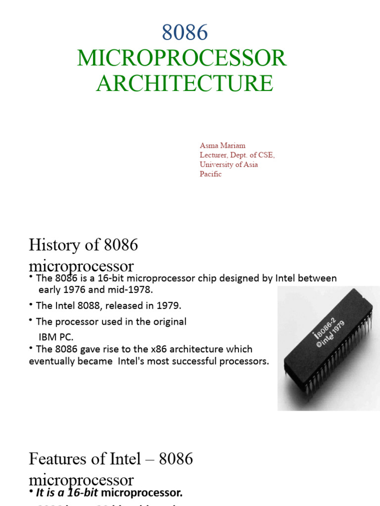 Lecture 2 8086 Architecture | PDF | Central Processing Unit | Computer Architecture