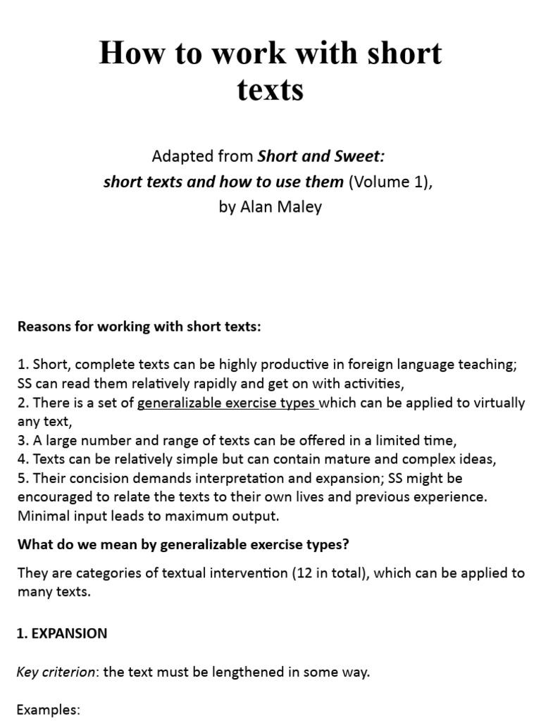 Effective Strategies for Short Texts | PDF