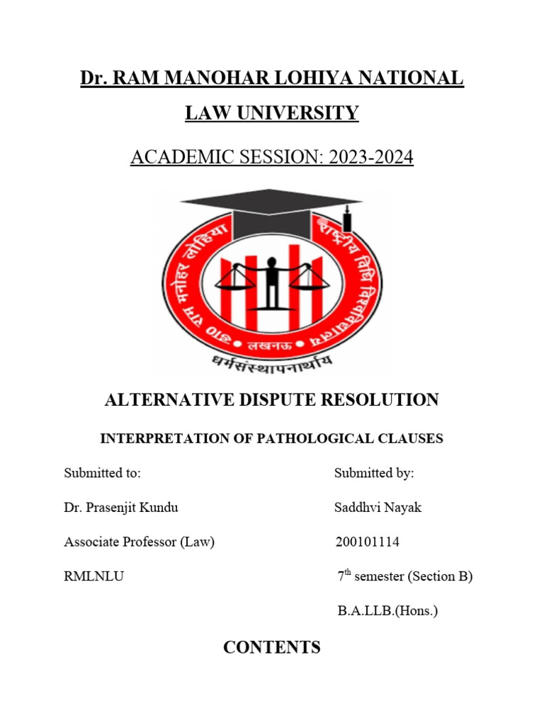 Adr Project Pdf Arbitration Arbitration Clause