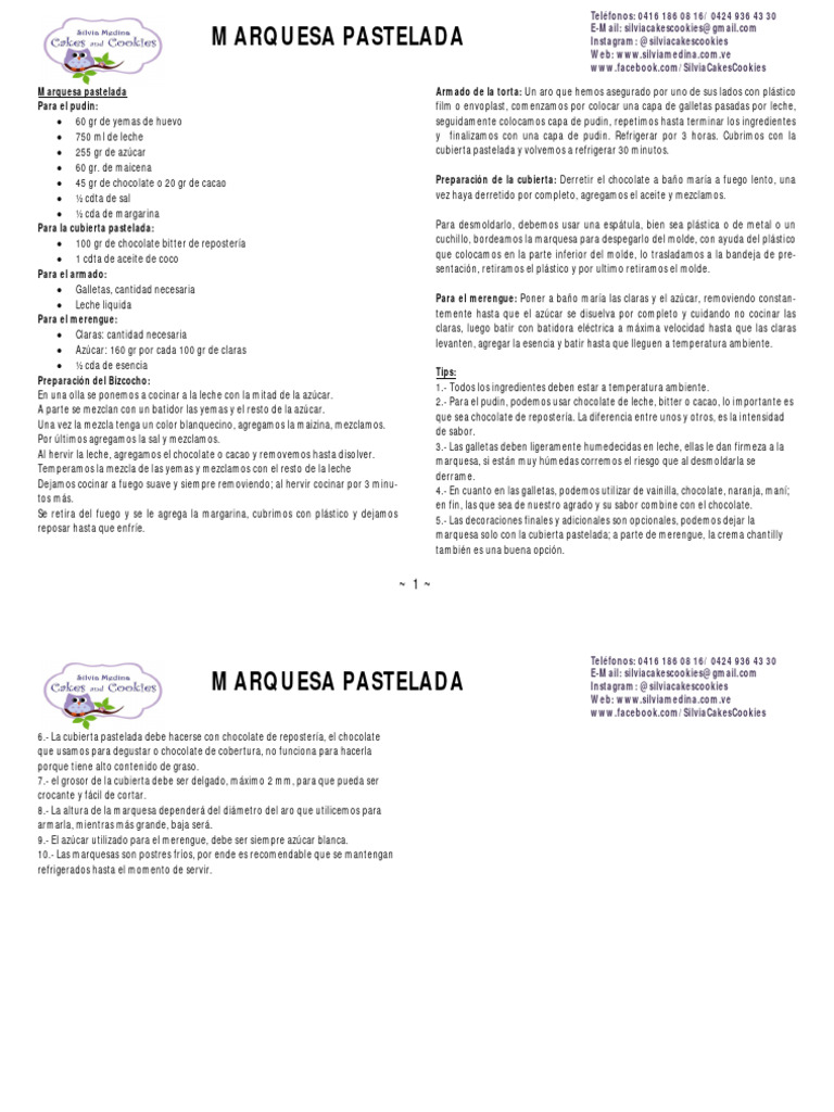 Recetario - Marquesa Pastelada | PDF | Chocolate | Merengue