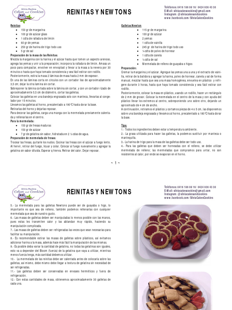 Recetario - Reinitas y Newtons | PDF | Galleta | Manteca de cerdo