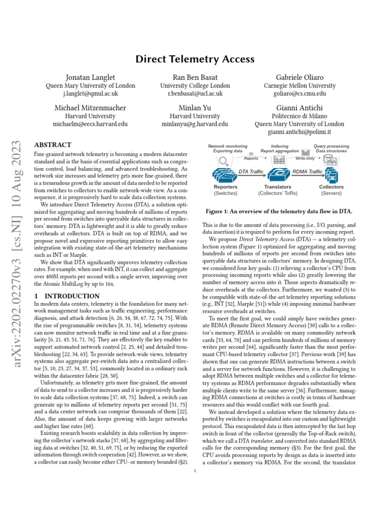 Direct Telemetry Access | PDF | Computer Network | Internet Protocols