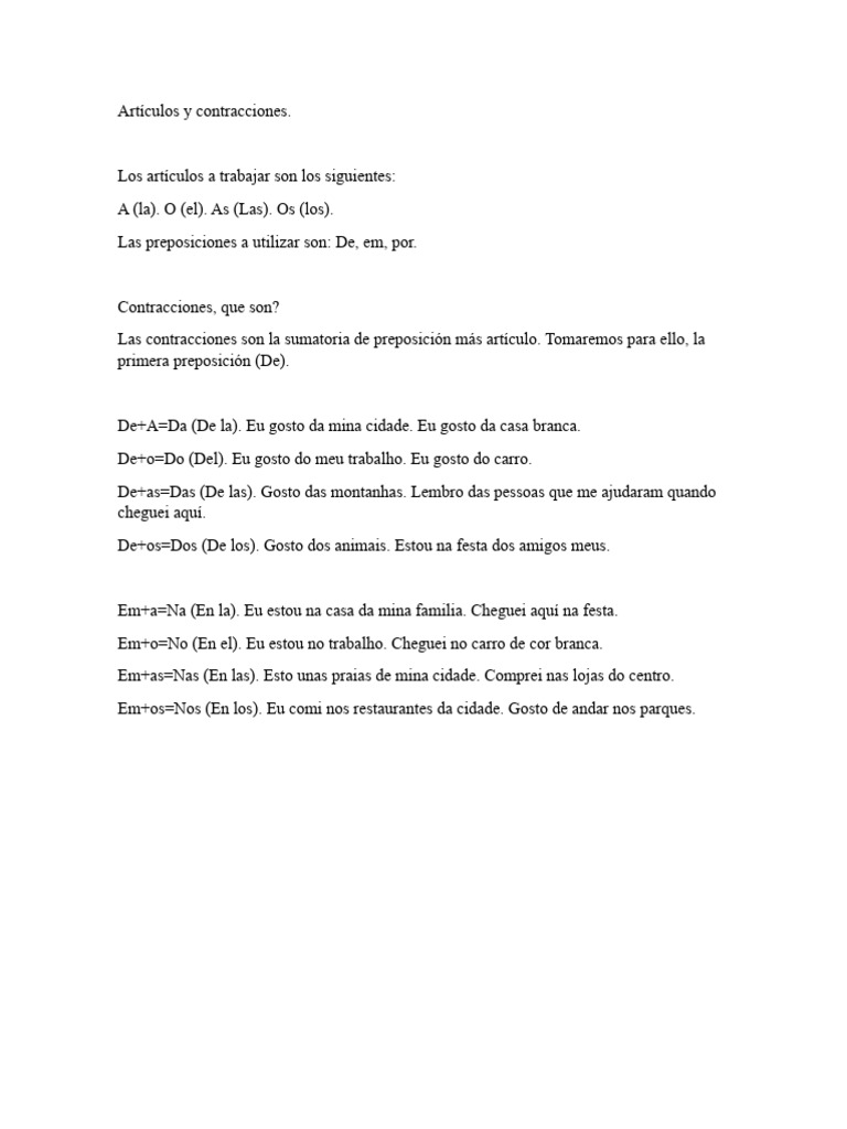 Artículos y Contracciones | PDF