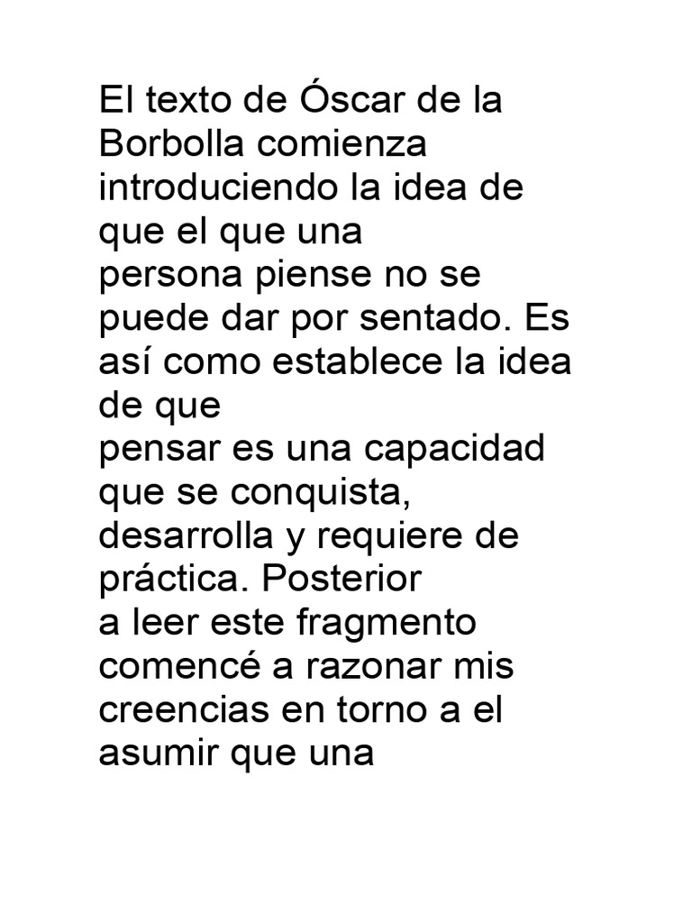 El Texto de Óscar de La Borbolla Comienza Introduciendo La Idea de Que ...