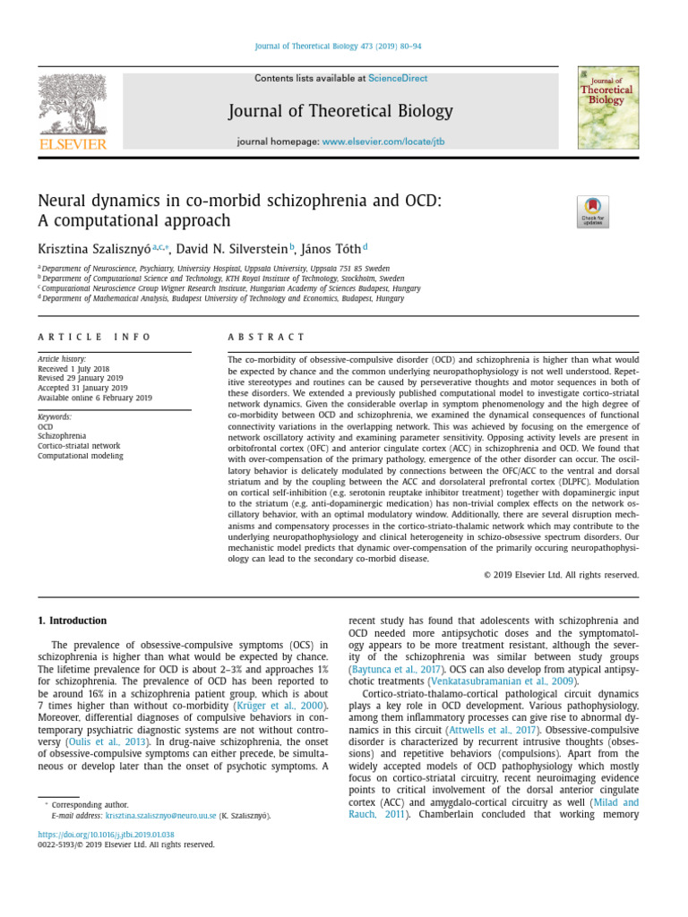 Neural Dynamics in Co-Morbid Schizophrenia and OCD | PDF | Obsessive ...