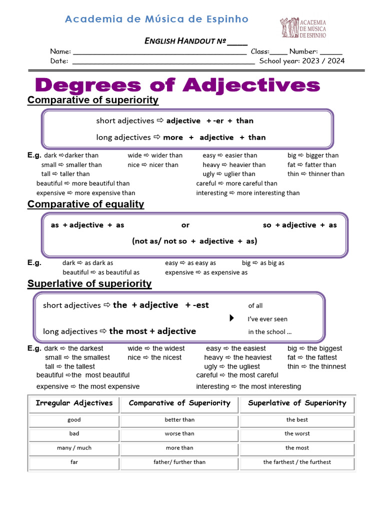 Adjective Degrees | PDF | Foods