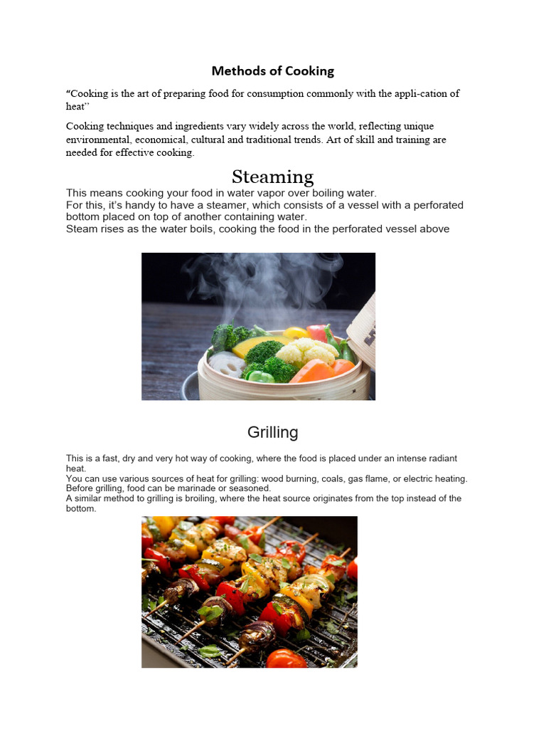 Methods of Cooking | PDF | Grilling | Cooking Methods of Cooking | PDF | Grilling | Cooking