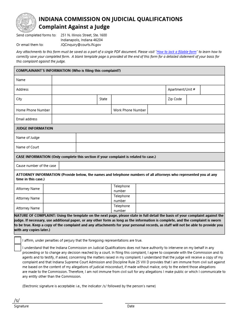 Jud Qual Complaint Form | Download Free PDF | Complaint | Judge