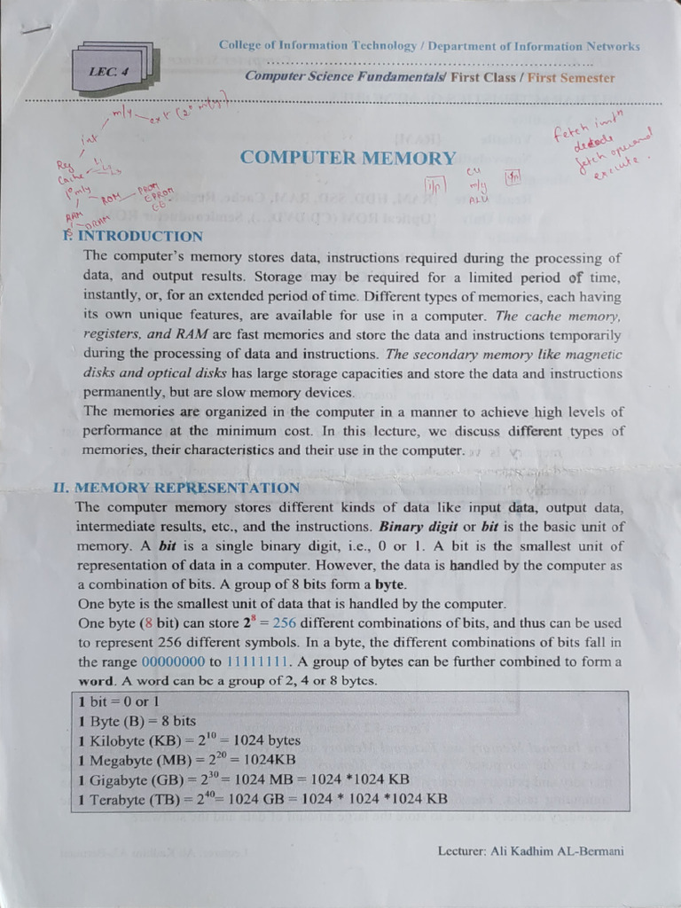 Computer Memory | PDF | Computer Data Storage | Cpu Cache