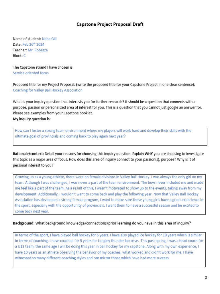 Capstone Draft Proposal 1 | PDF | Mentorship | Experience