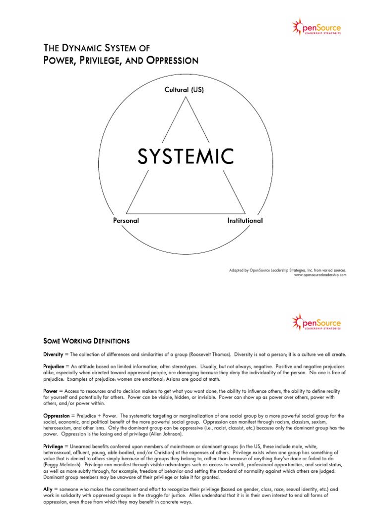 The Dynamic System of Power, Privilege, and Oppression | PDF ...