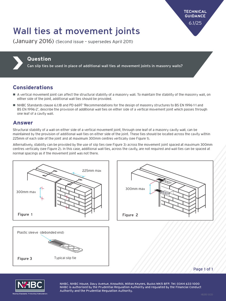 Wall Tie Guidelines for Movement Joints | PDF | Components | Building