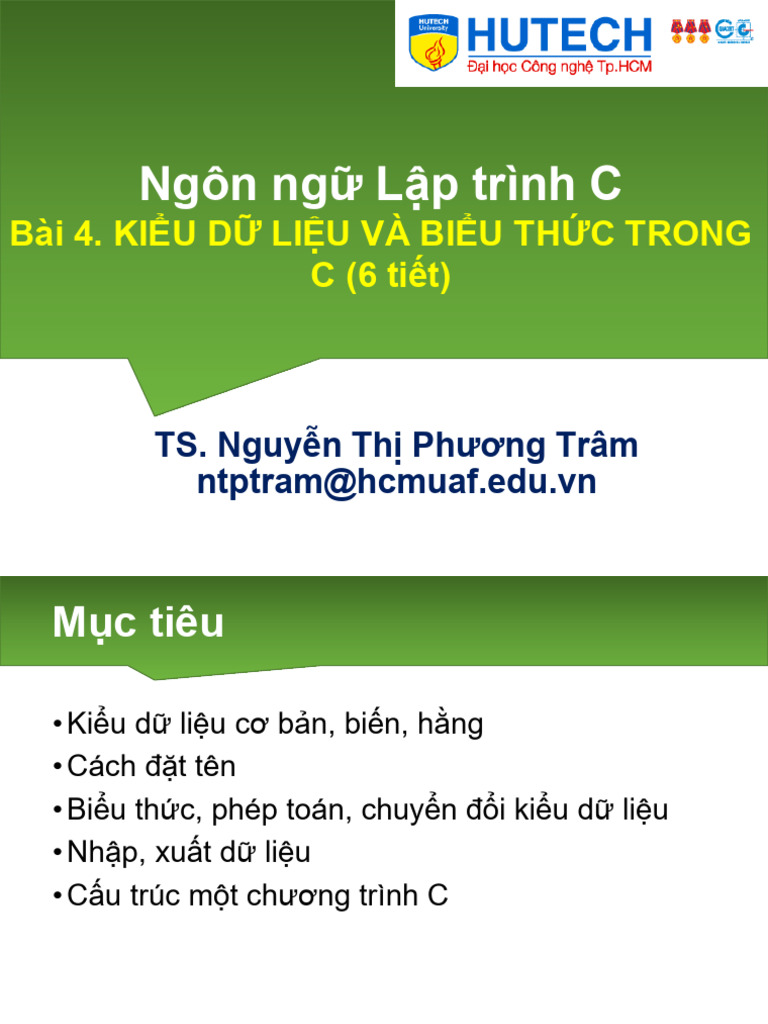 Bai 4 - Kieu Du Lieu Va Bieu Thuc Trong C | PDF