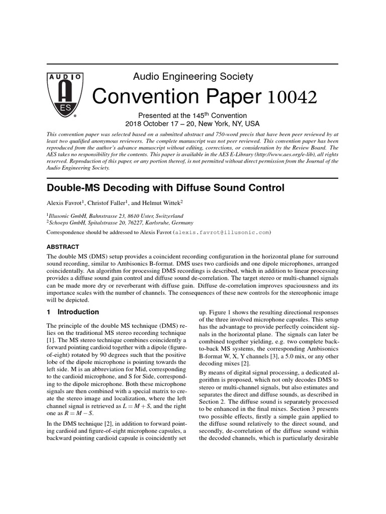 Convention Paper 10042: Audio Engineering Society | PDF | Microphone ...