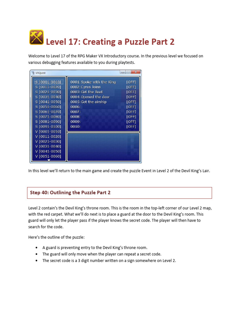 RPGVX Tutorial Level 17 | PDF