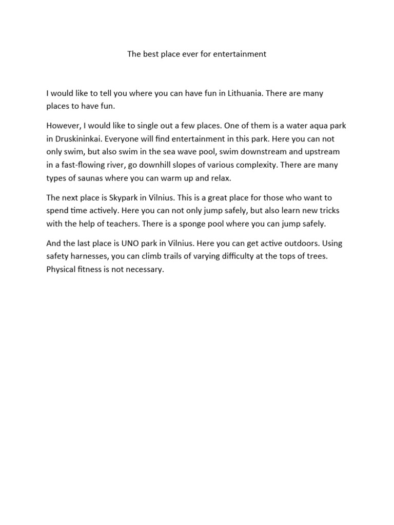 The Best Place Ever For Entertainment | PDF