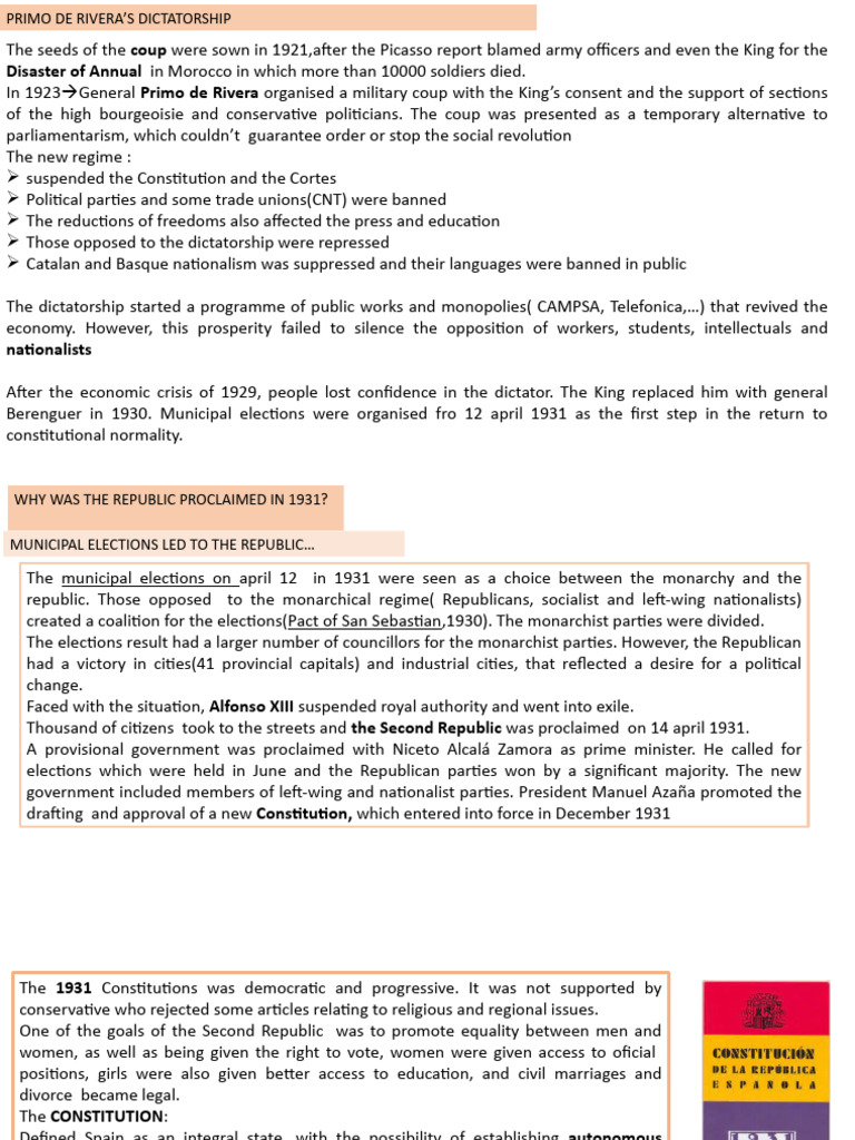 Spain in The First Third of The 20th - PPTX 2 (Autoguardado) | PDF ...