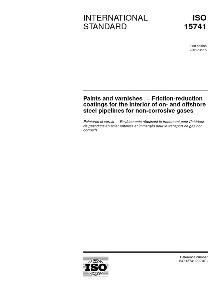 ISO 15741 - Paints and Varnishes - Friction-Reduction Coatings (DEC 2001) | PDF | Paint ...