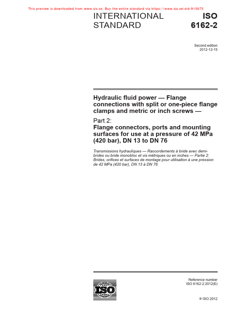 Iso 6162 2 2012 en PDF | PDF | Screw | Materials