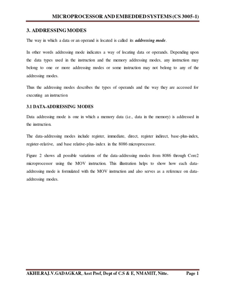 MP Adressing Mode | PDF | Assembly Language | Computer Hardware